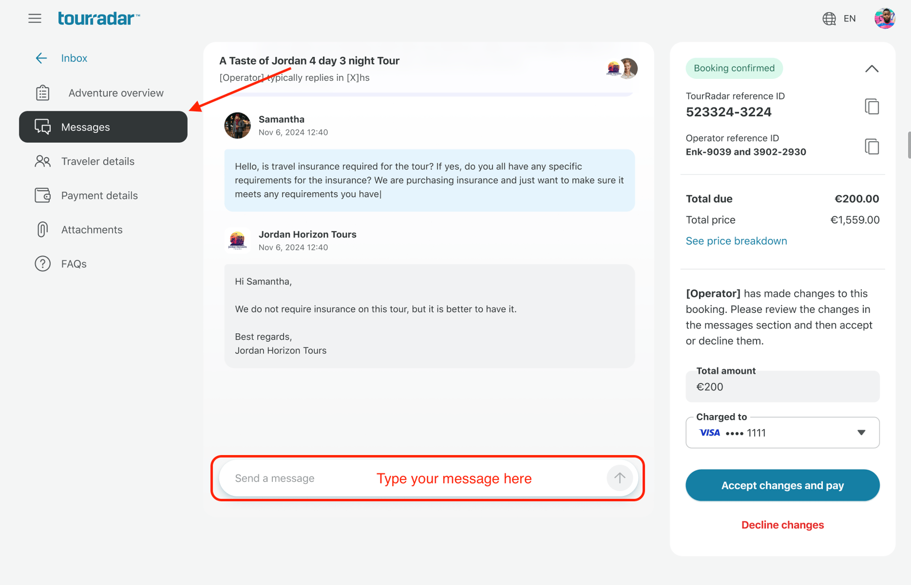 What is the Booking Conversation Page, and how do I find it?