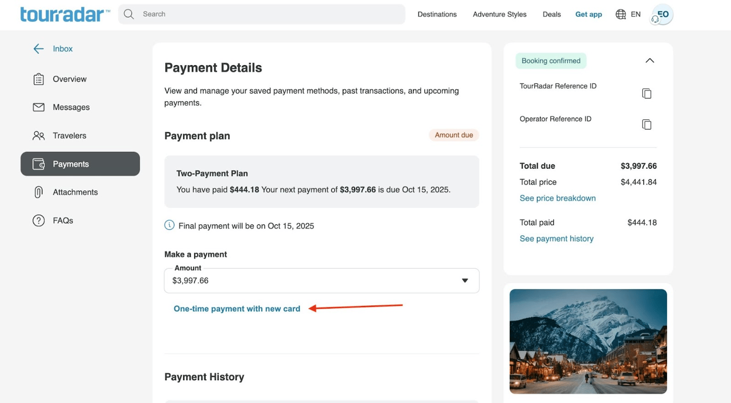 How is the final payment charged for my client’s booking?